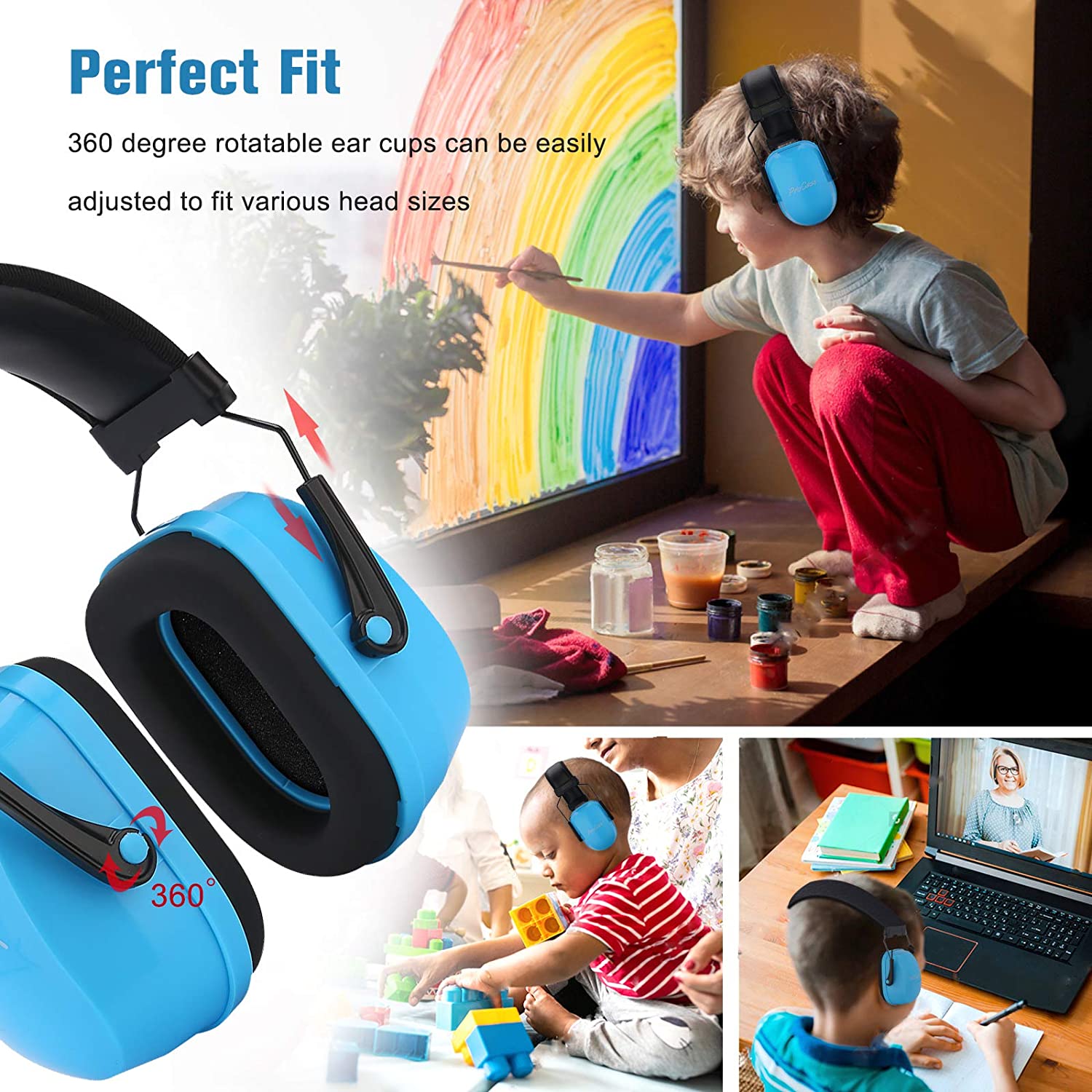 Noise Reduction NRR 25dB Earmuff for Kids (1-16 Years Old) – Procase