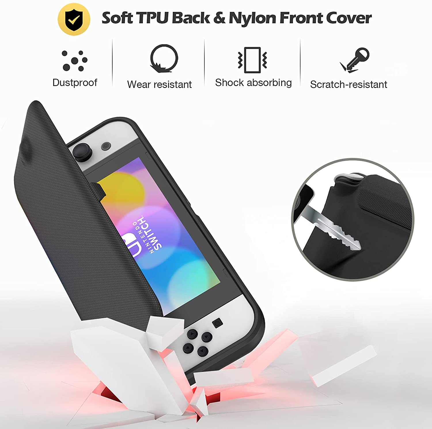 Nintendo Switch OLED Case with 2 Pack Tempered Glass Screen Protectors ...