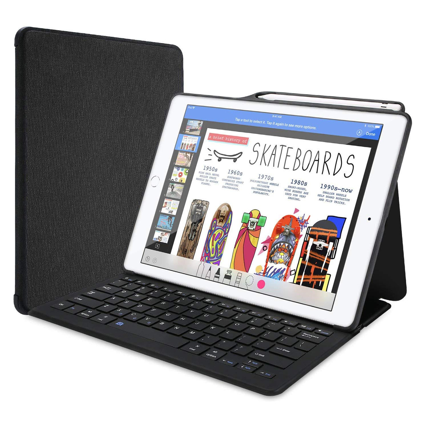 iPad Pro 12.9" (1st Gen/2nd Gen) Keyboard Case with Apple Pencil Holde ...